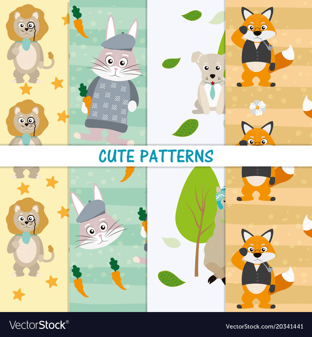Cute animals patterns Royalty Free Vector Image