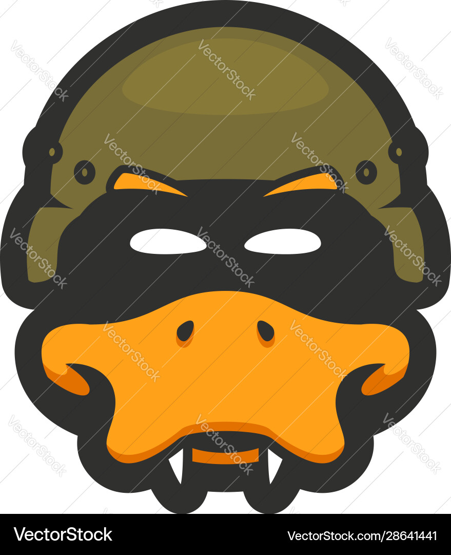 Evil army duck logo mascot soldier head Royalty Free Vector