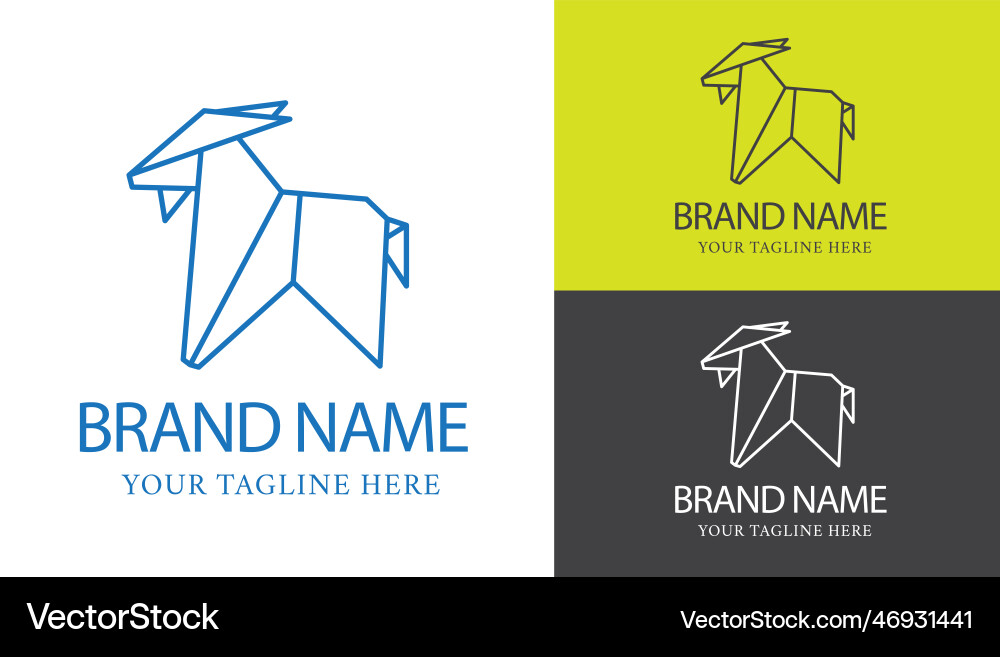 Geometric goat origami logo design template Vector Image