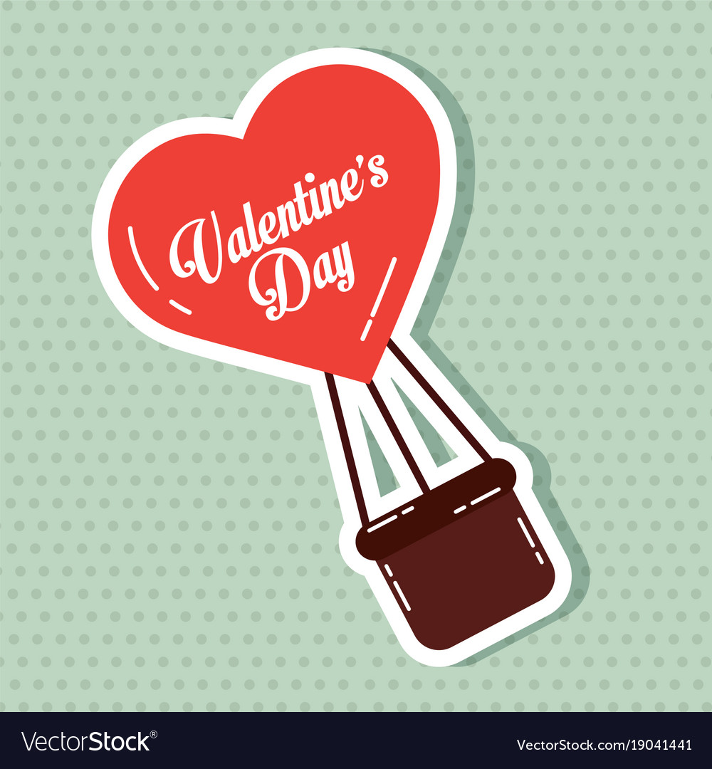 Heart balloon flyin valentines day card Royalty Free Vector