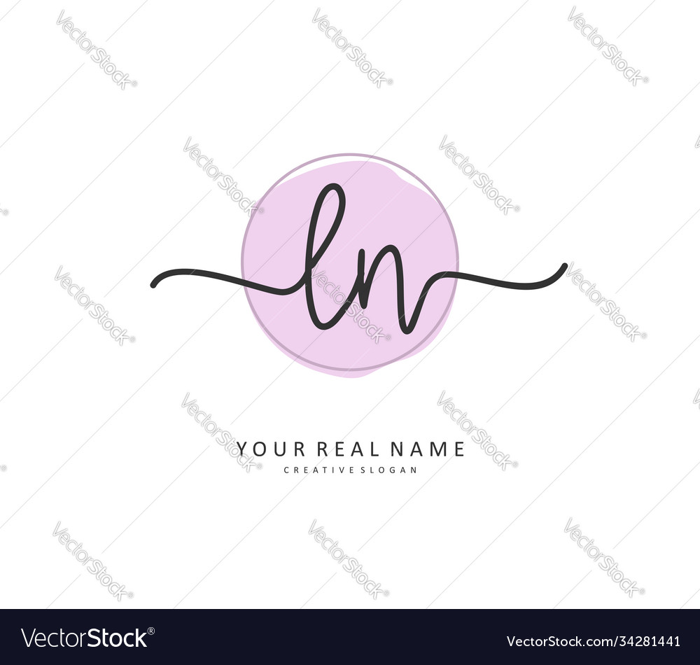 L n ln initial letter handwriting and signature Vector Image
