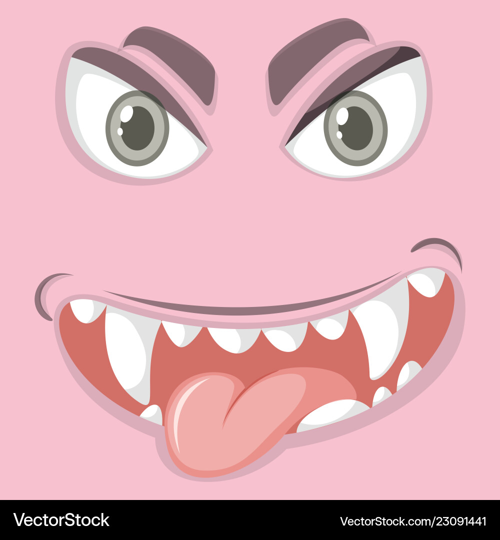 Playful monster facial expression Royalty Free Vector Image