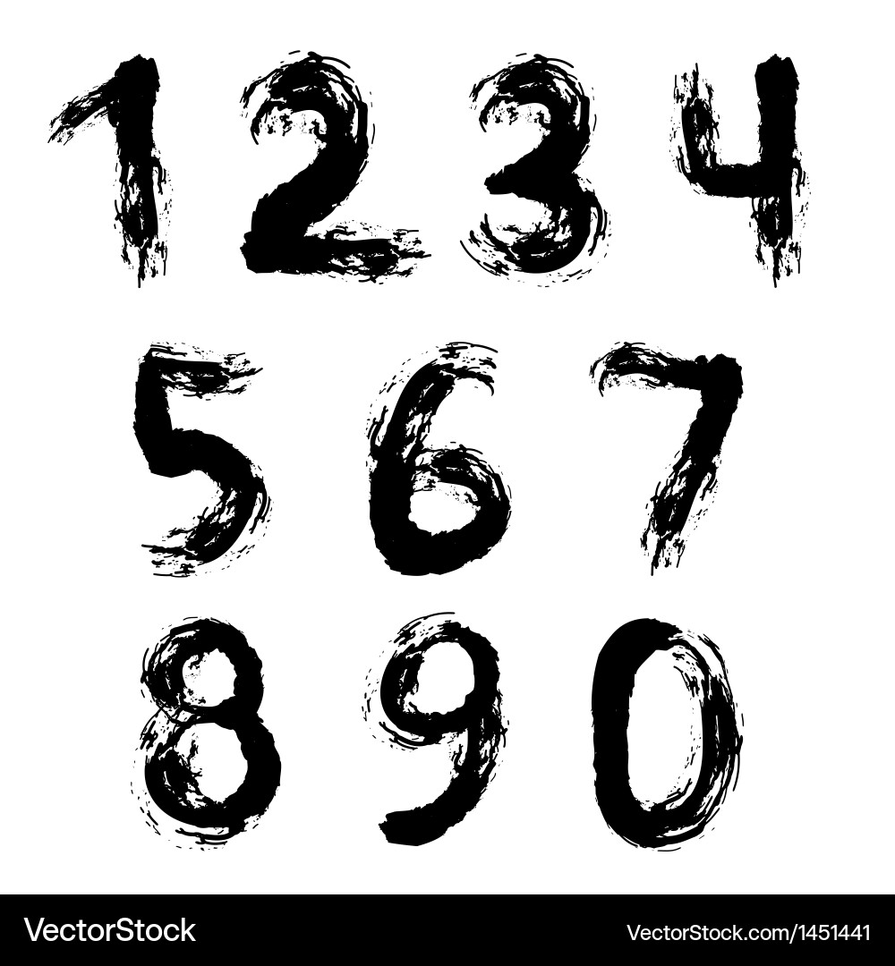Set of grunge numbers Royalty Free Vector Image