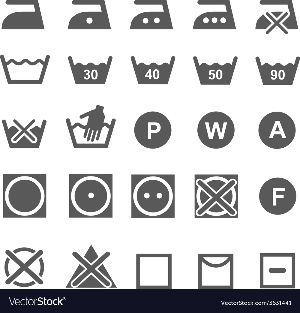 Set washing symbols laundry icons isolated on Vector Image Set washing symbols laundry icons isolated on Vector Image