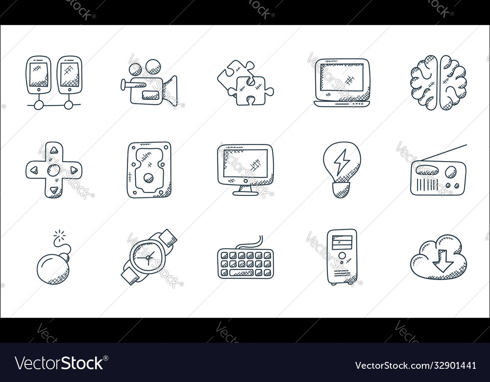 Technology line icons linear set quality line set Vector Image