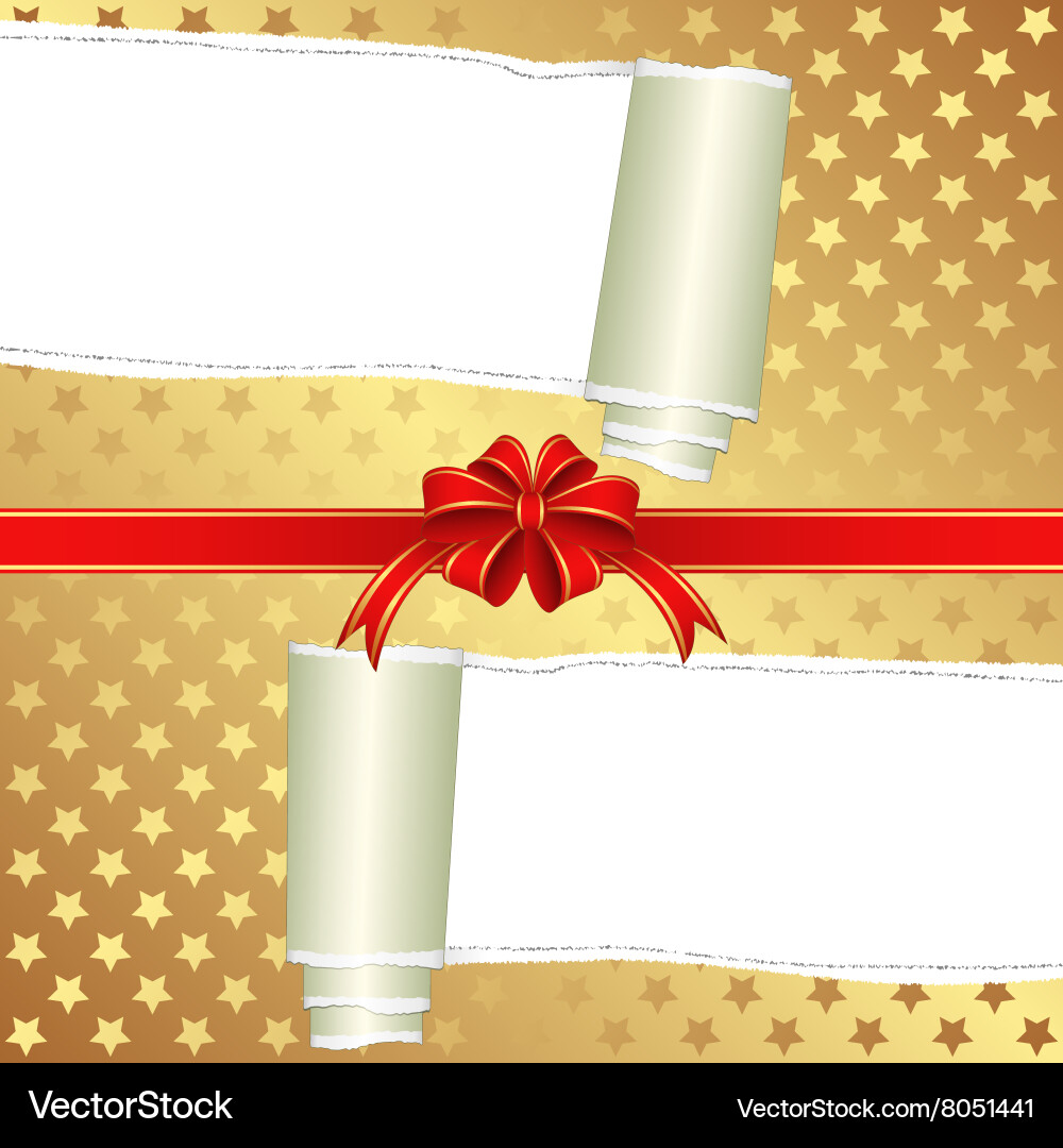 Wrapping paper ripped with ribbon bow Royalty Free Vector