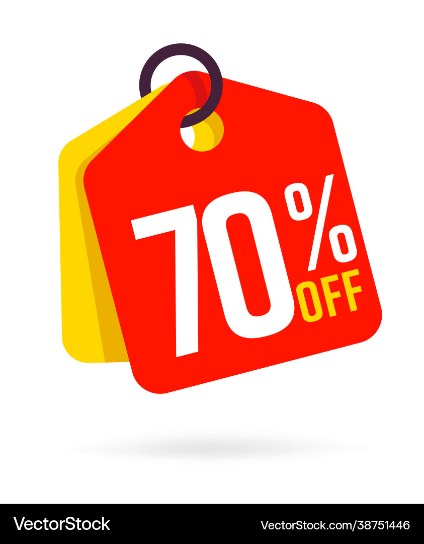 70 percent off product tag on ring label template Vector Image