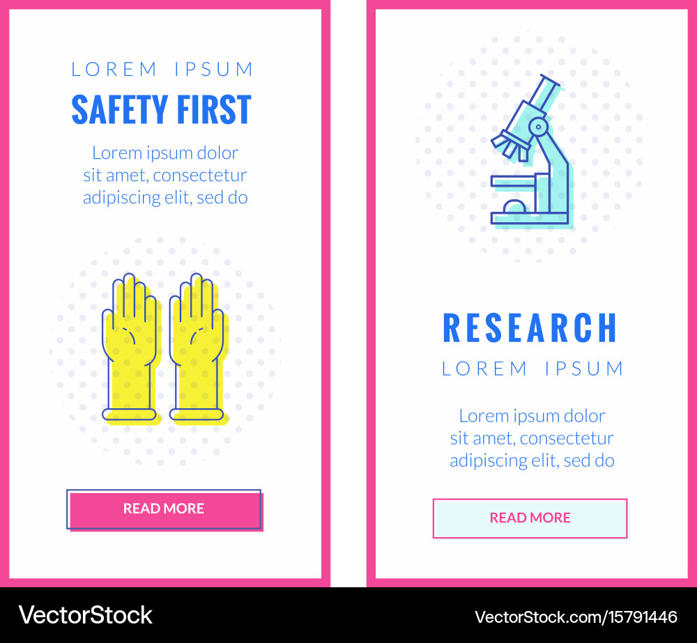 Banners about research and safety Royalty Free Vector Image