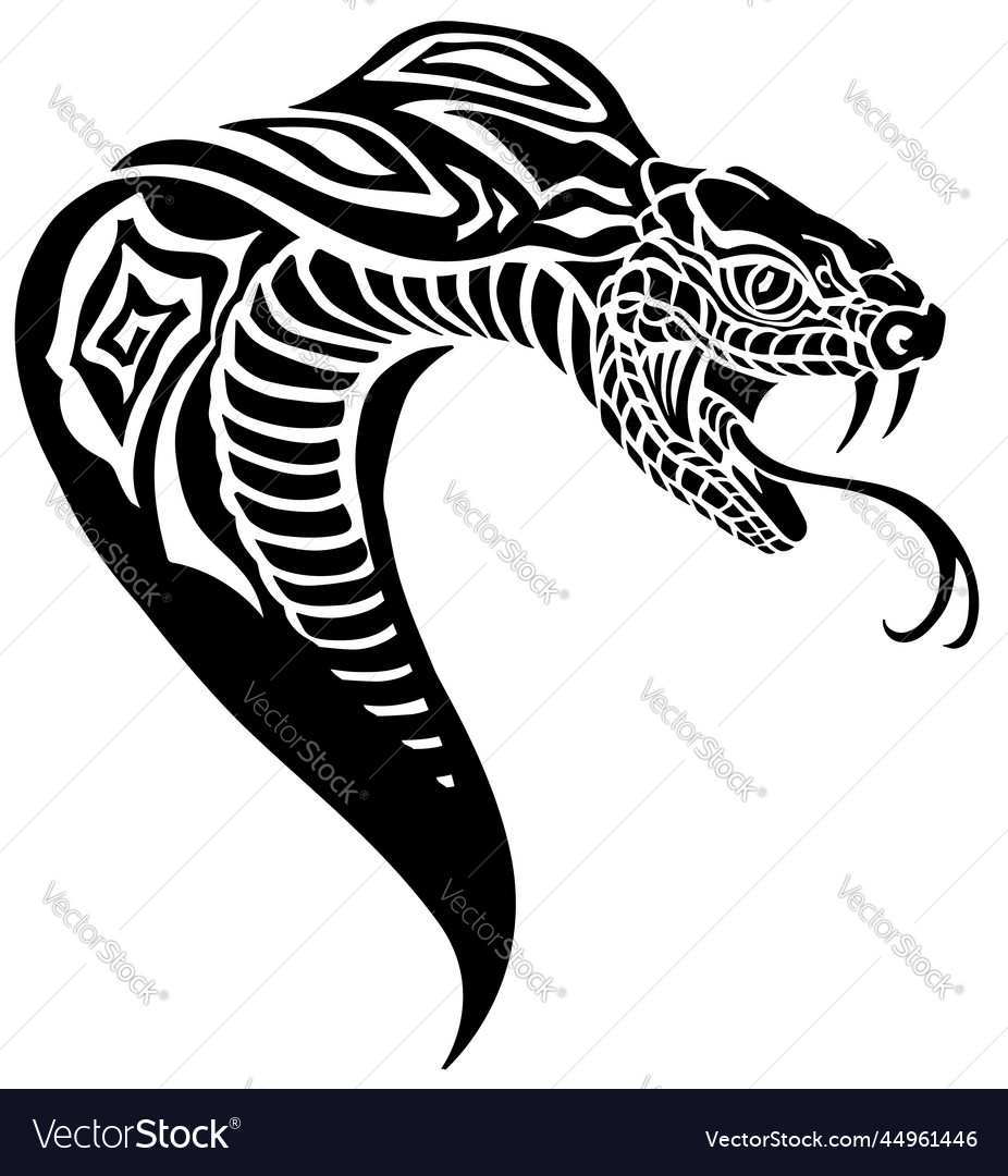 Black cobra snake head tattoo silhouette Vector Image