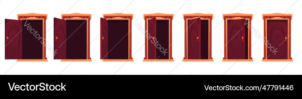 Cartoon open door motion animation sprite sheet Vector Image