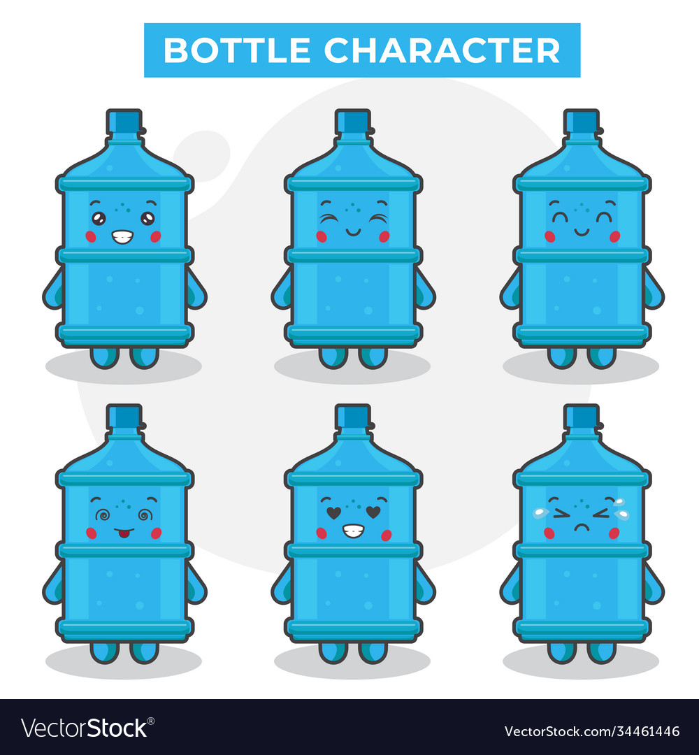 Cute bottle characters with various expression Vector Image