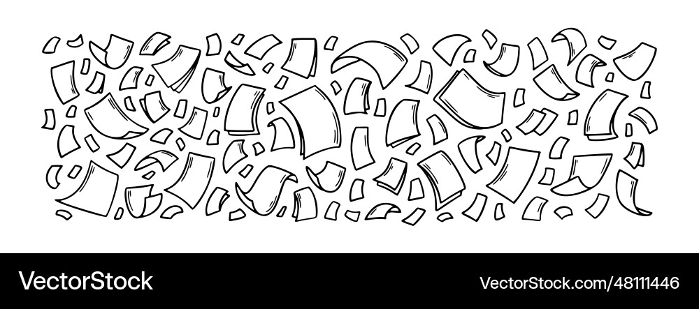 Flying paper sheets in doodle style hand drawn Vector Image
