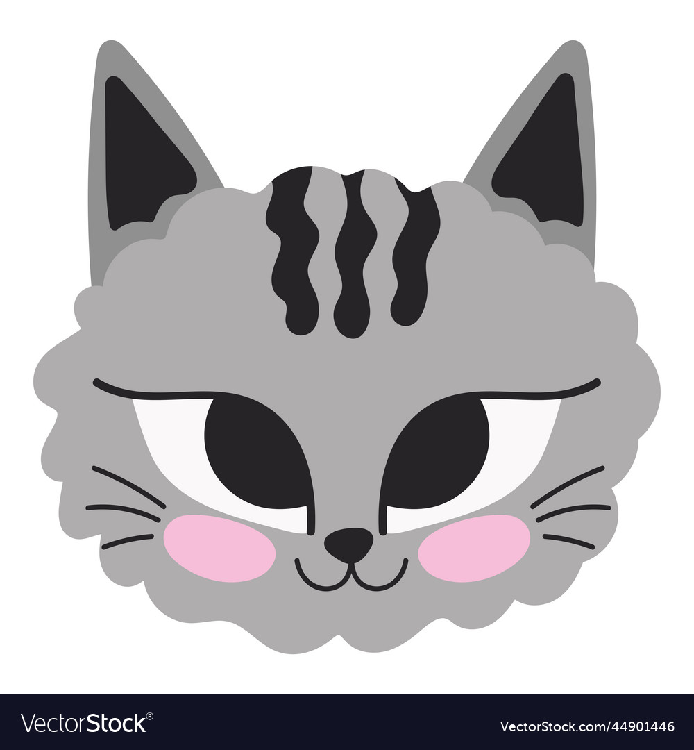 Gray cat face Royalty Free Vector Image - VectorStock