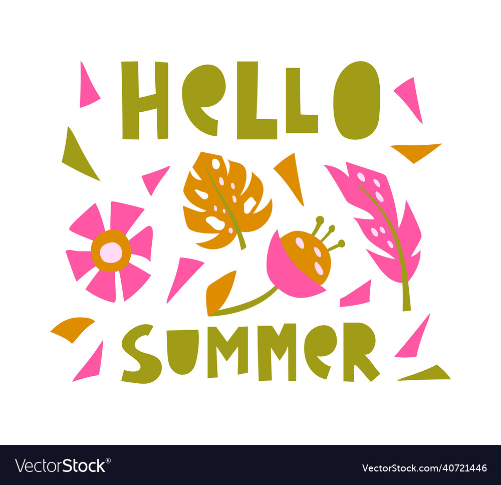 Hello summer rectangular Royalty Free Vector Image