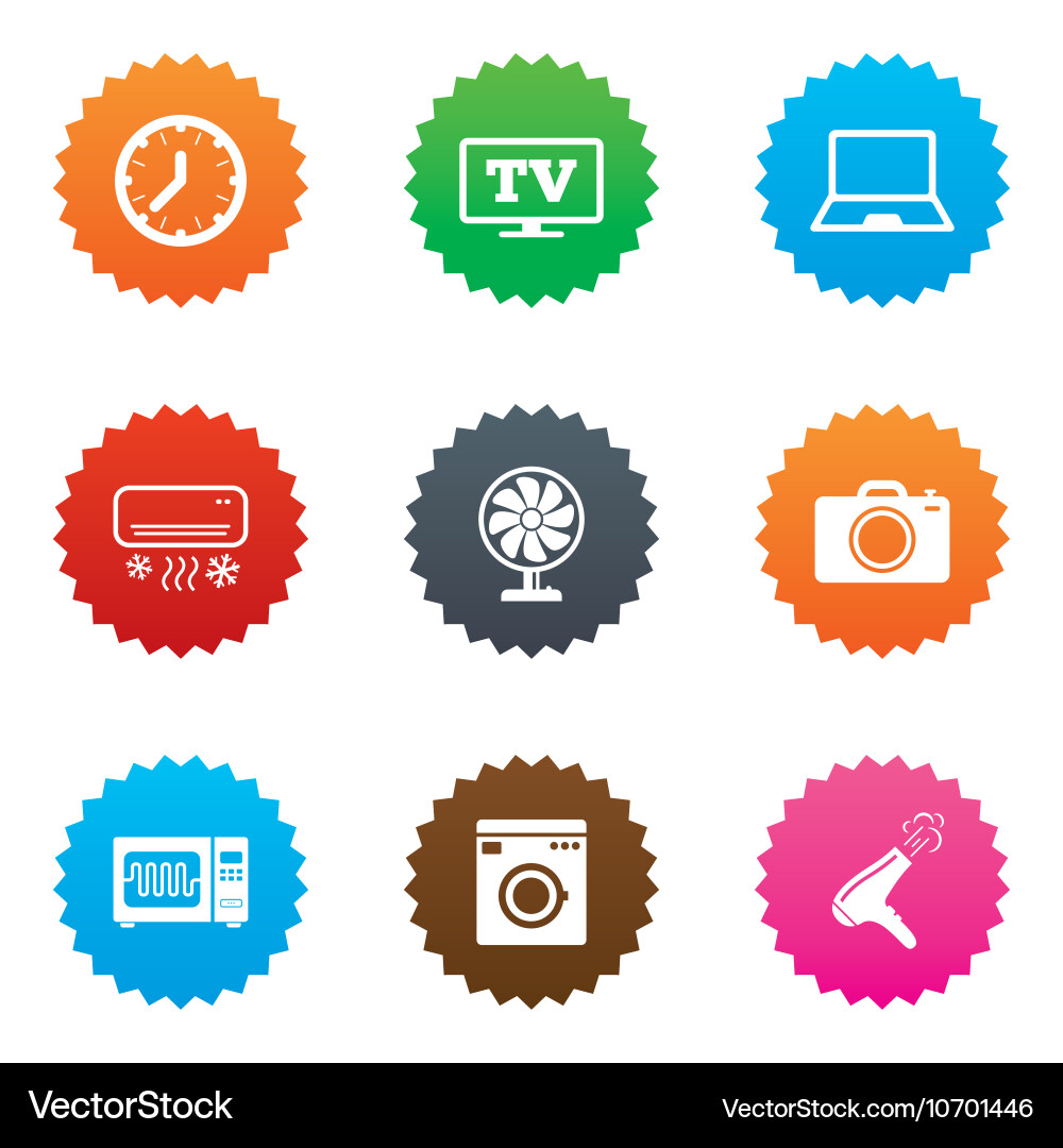 Home appliances device icons electronics sign Vector Image