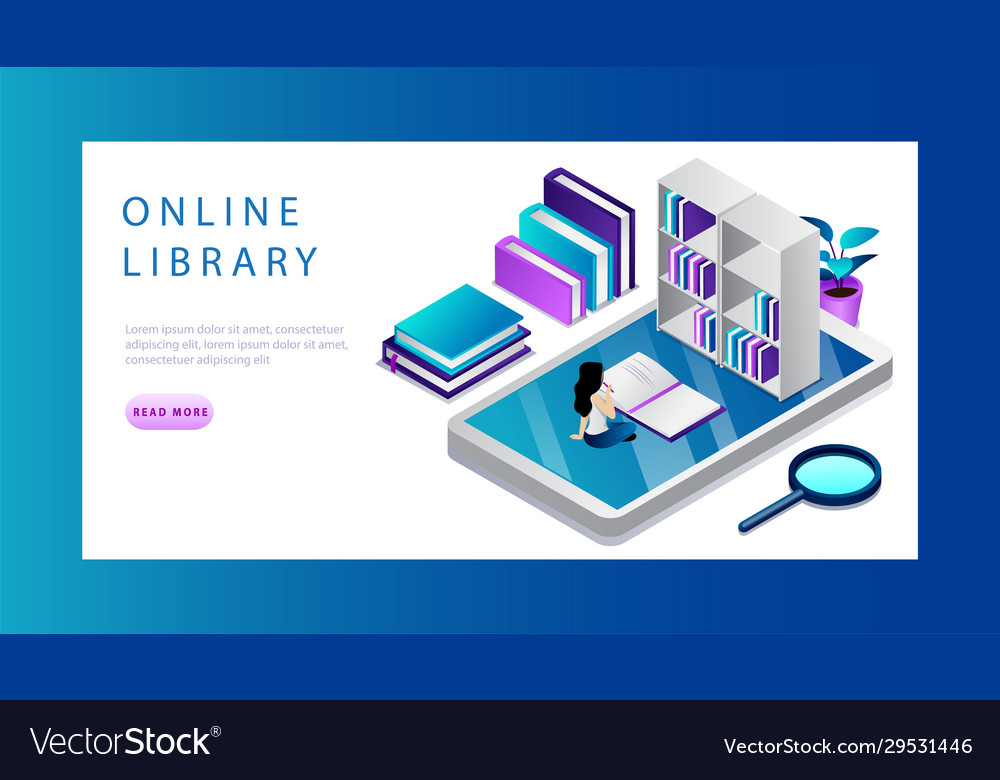 Isometric online library concept technology Vector Image Isometric online library concept technology Vector Image