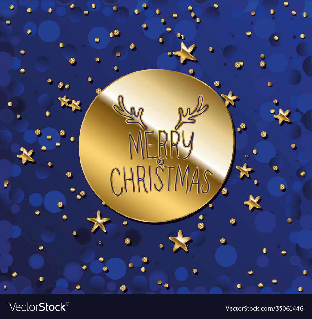 Merry christmas in gold lettering on golden circle