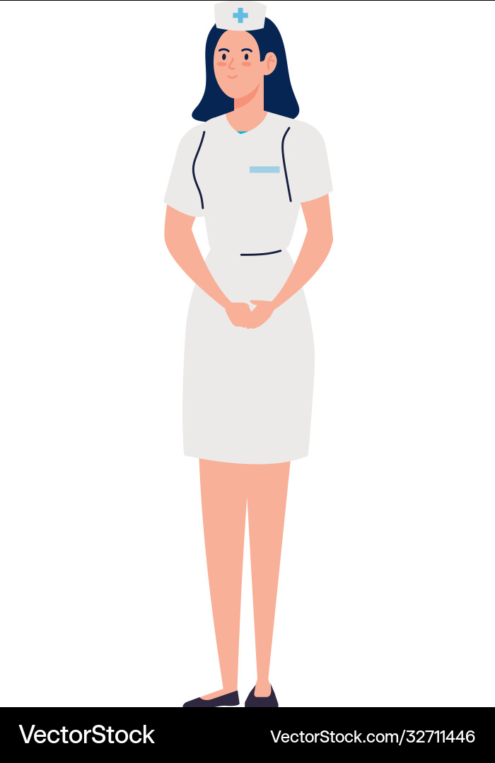 Nurse with uniform female on white Royalty Free Vector Image