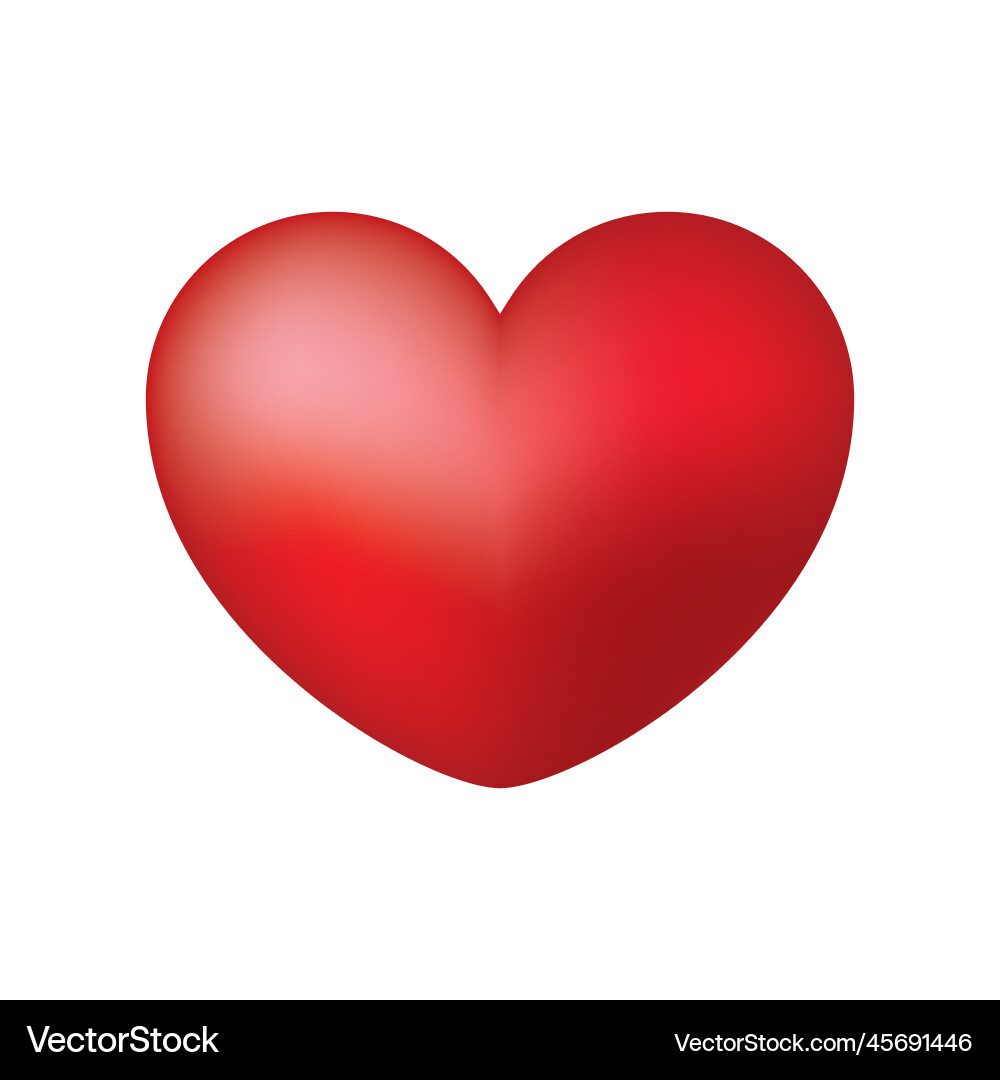 One red shiny romantic love heart shape icon Vector Image