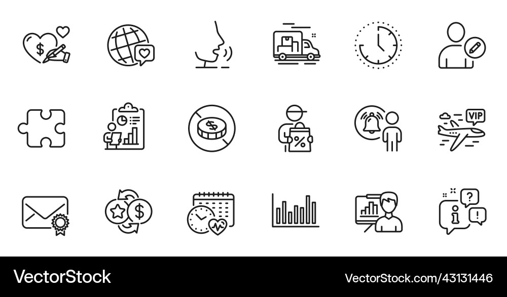 Outline set of presentation board delivery Vector Image