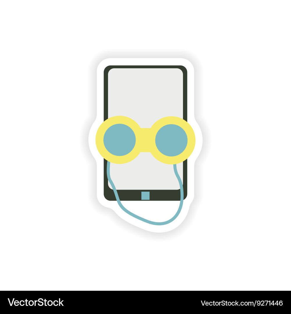 Paper sticker on white background mobile phone Vector Image