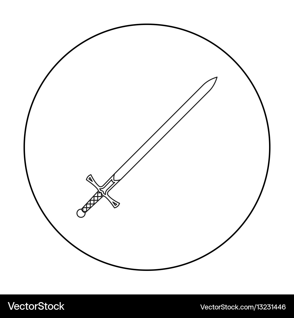 Two-handed sword icon outline single weapon Vector Image