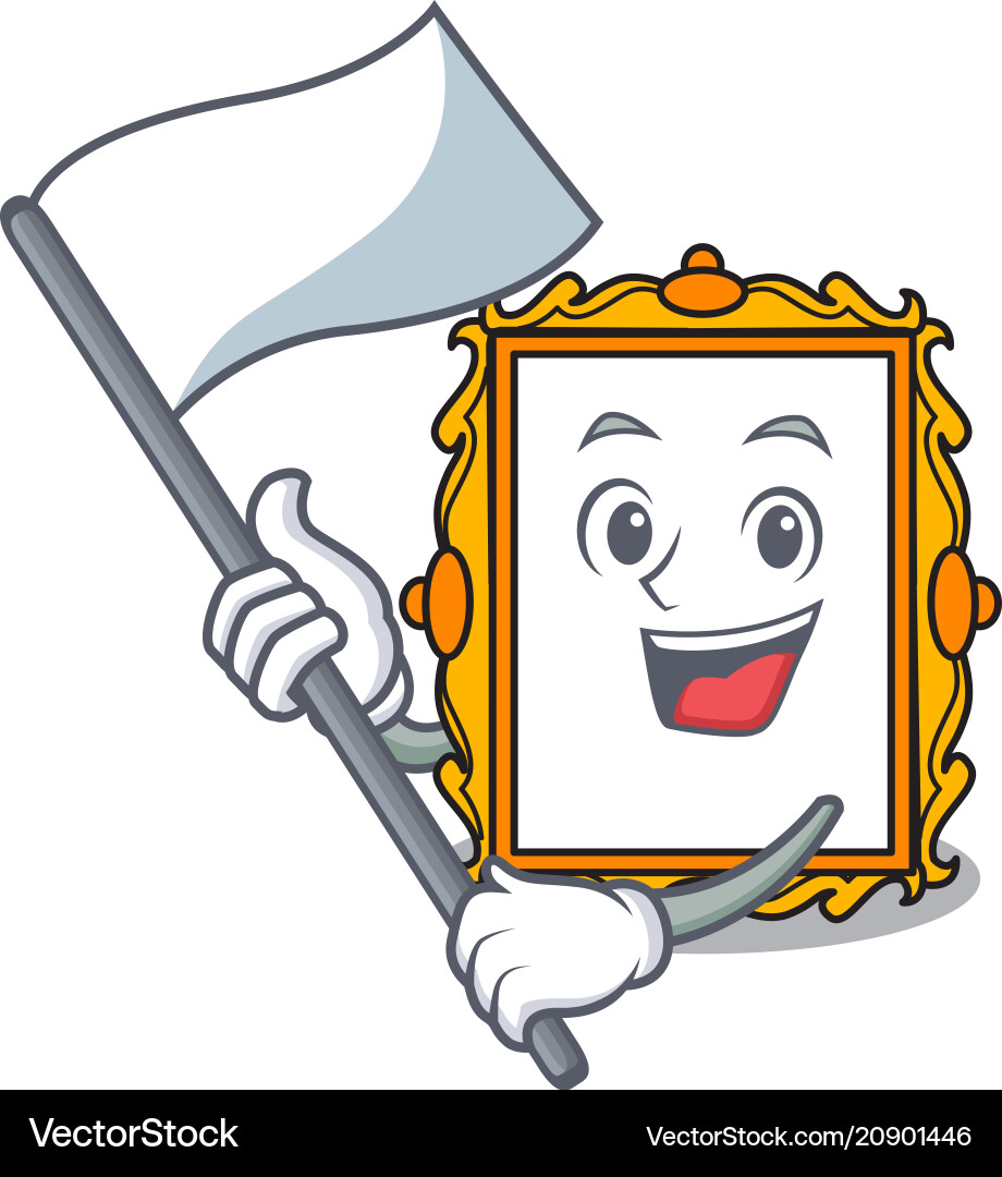 With flag picture frame mascot cartoon Royalty Free Vector