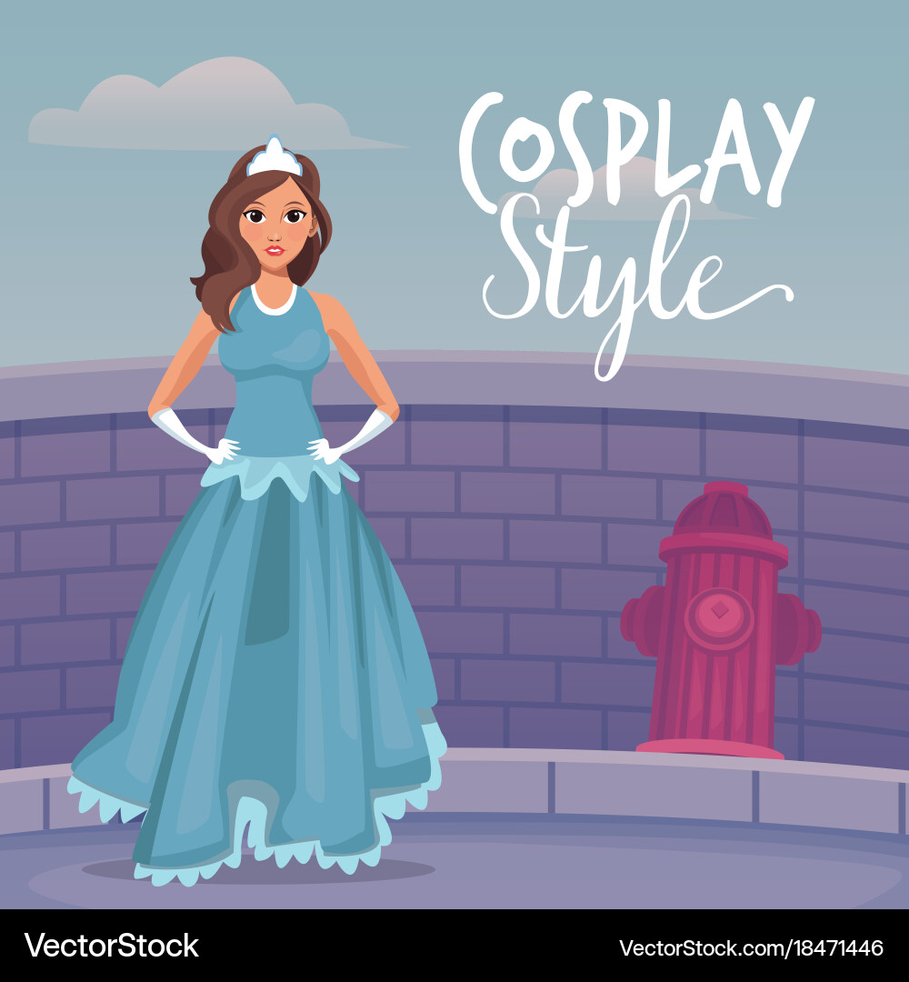 Woman cosplay style Royalty Free Vector Image - VectorStock