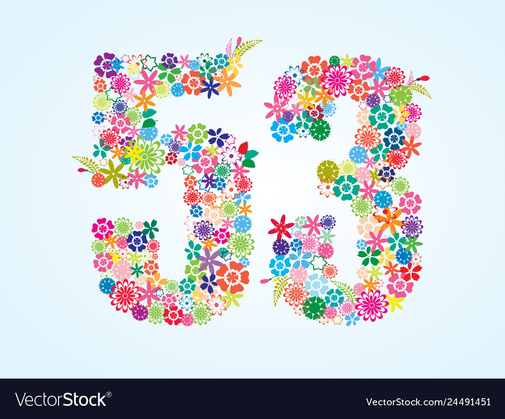 Colorful floral 53 number design isolated Vector Image Colorful floral 53 number design isolated Vector Image