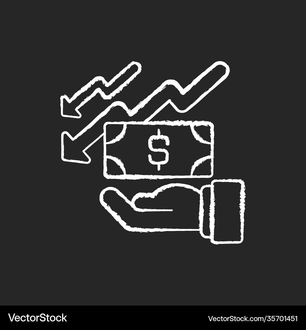 Depreciation chalk white icon on black background Vector Image