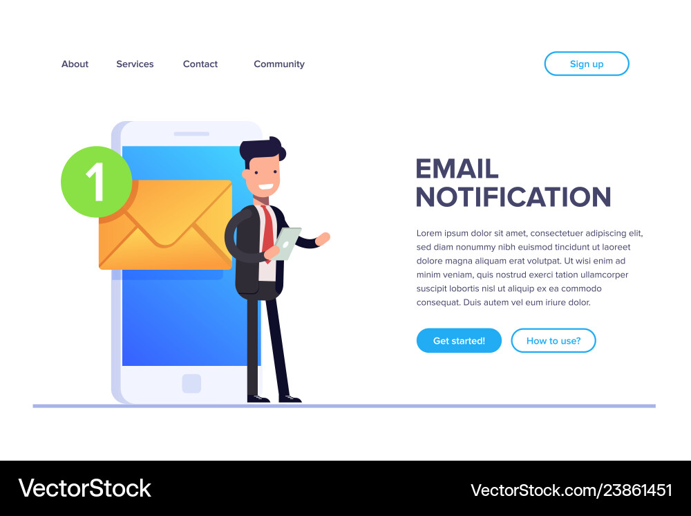 Flat email notificztion concept businessman Vector Image