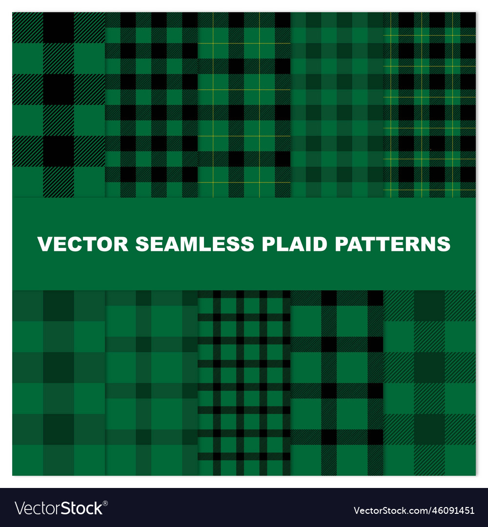 Green plaid pattern set Royalty Free Vector Image