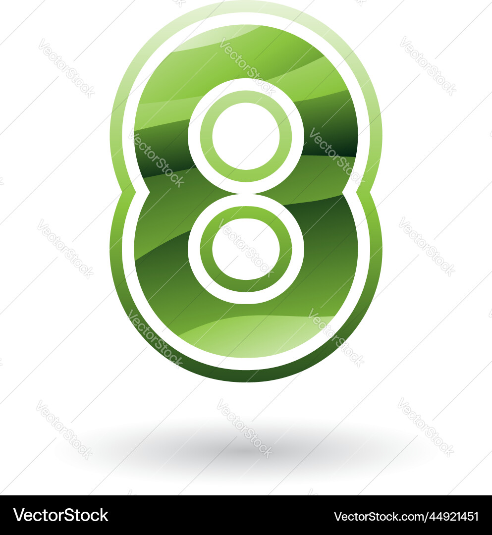 Green round icon for number 8 Royalty Free Vector Image