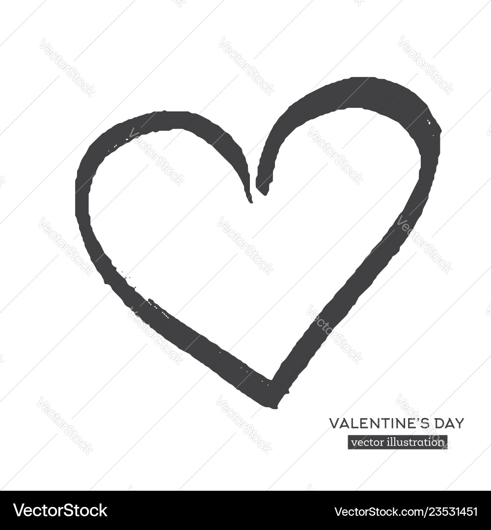 Hand drawn calligraphy heart isolated on white Vector Image