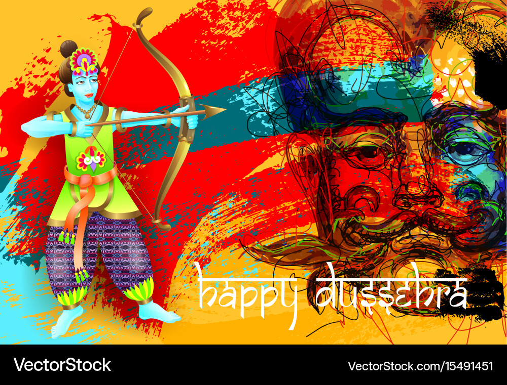 Happy dussehra poster design Royalty Free Vector Image
