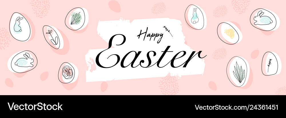 Happy easter greeting banner with organic shapes Vector Image