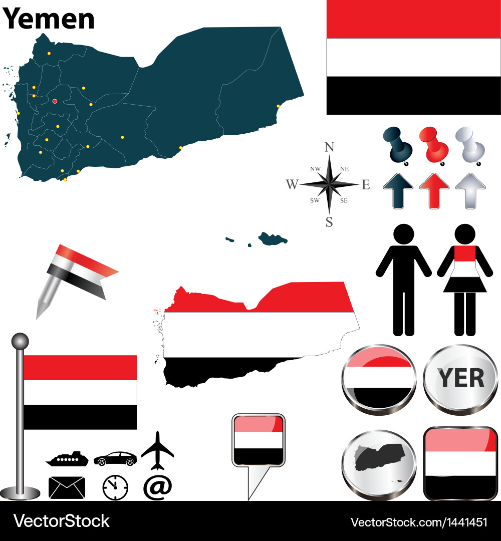 Map of yemen Royalty Free Vector Image - VectorStock