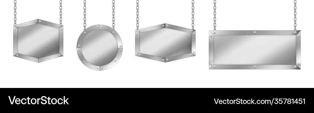 Metal signboards hanging on chains Royalty Free Vector Image