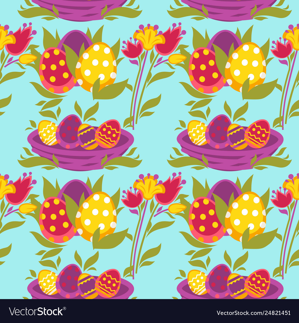 Painted eggs seamless pattern easter religious Vector Image