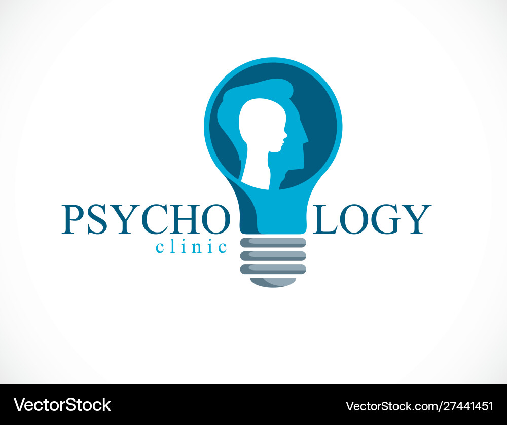 Psychology logo created with man head profile and Vector Image