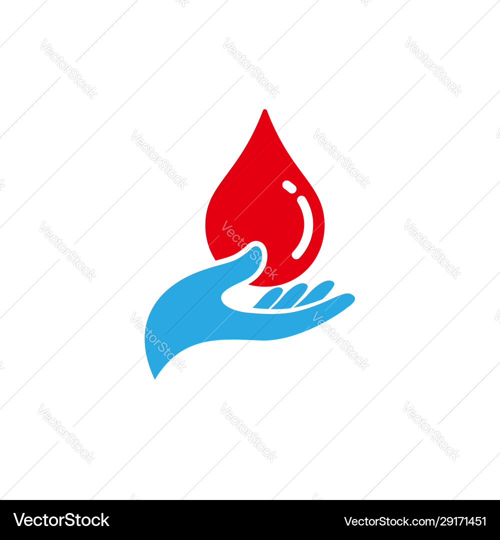 Red blood drop in hand isolated on white Vector Image