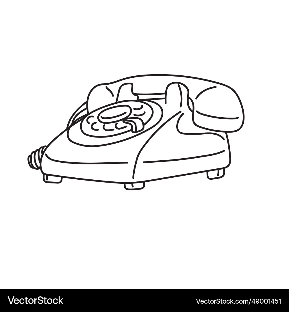 Retro telephone hand drawn isolated Royalty Free Vector