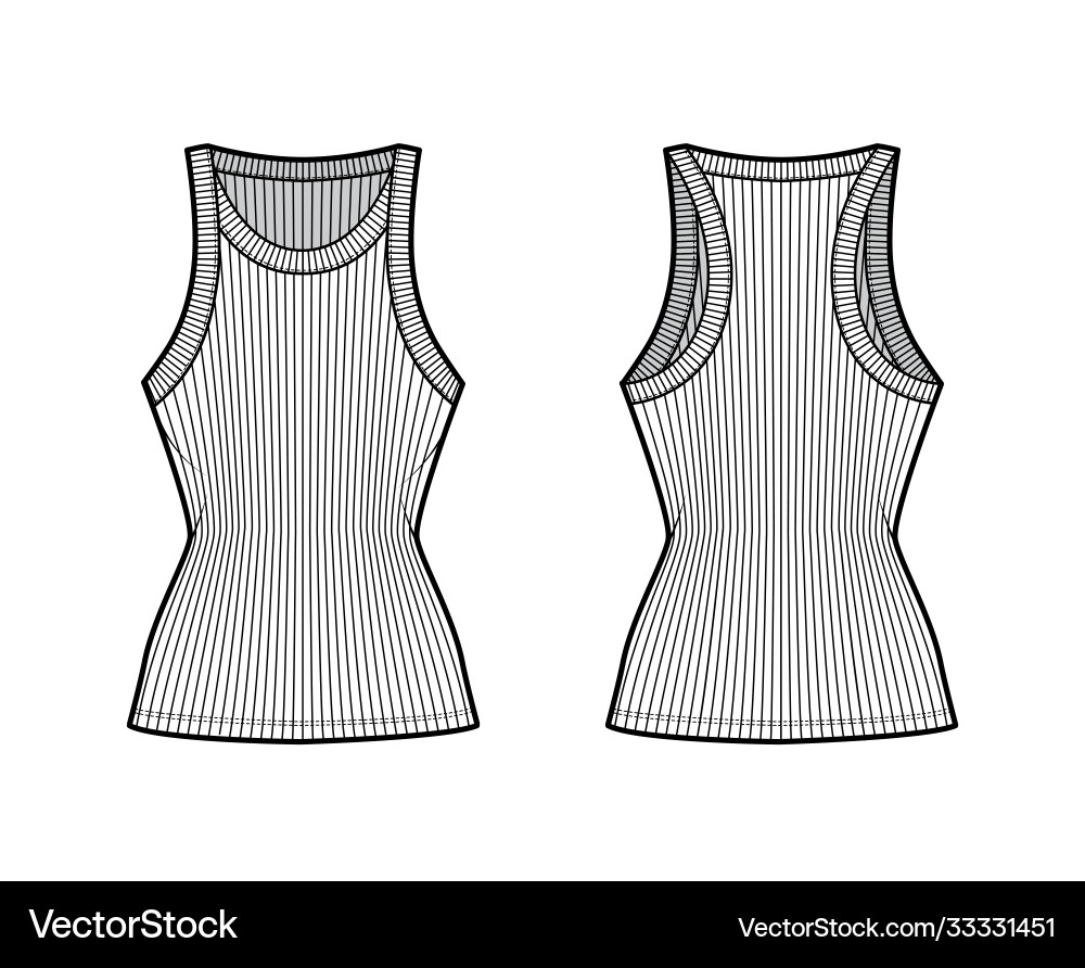 Ribbed racer-back cotton-jersey tank technical Vector Image