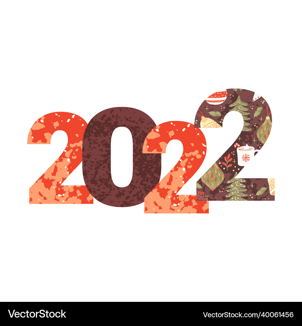 2022 textured colorful number Royalty Free Vector Image