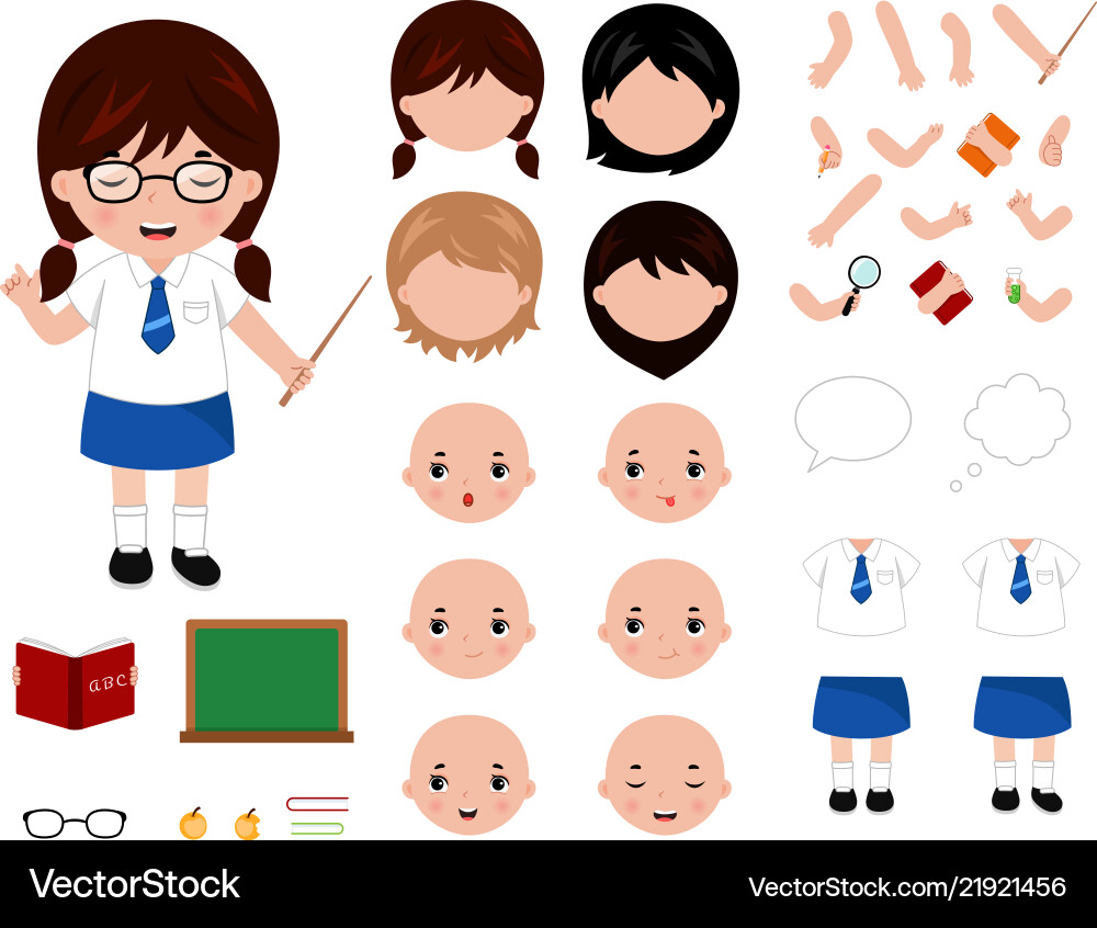 Adorable little school girl character constructor Vector Image