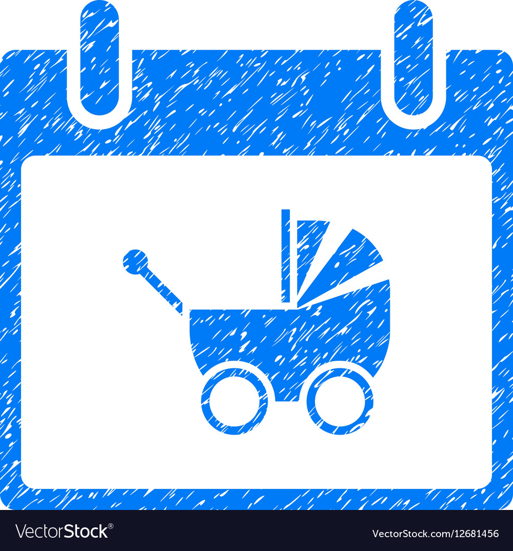 Baby Carriage Calendar Day Grainy Texture Icon Vector Image Baby Carriage Calendar Day Grainy Texture Icon Vector Image
