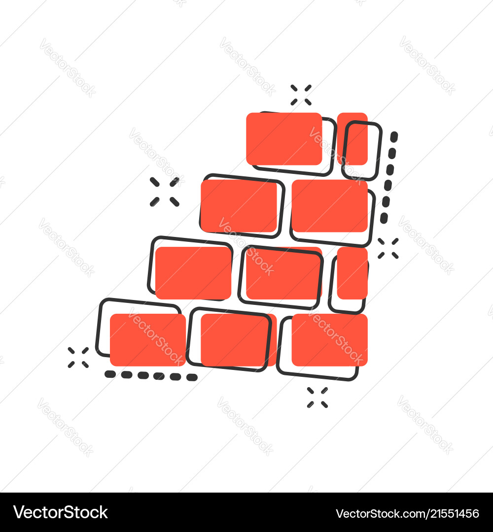 Cartoon wall brick icon in comic style sign Vector Image