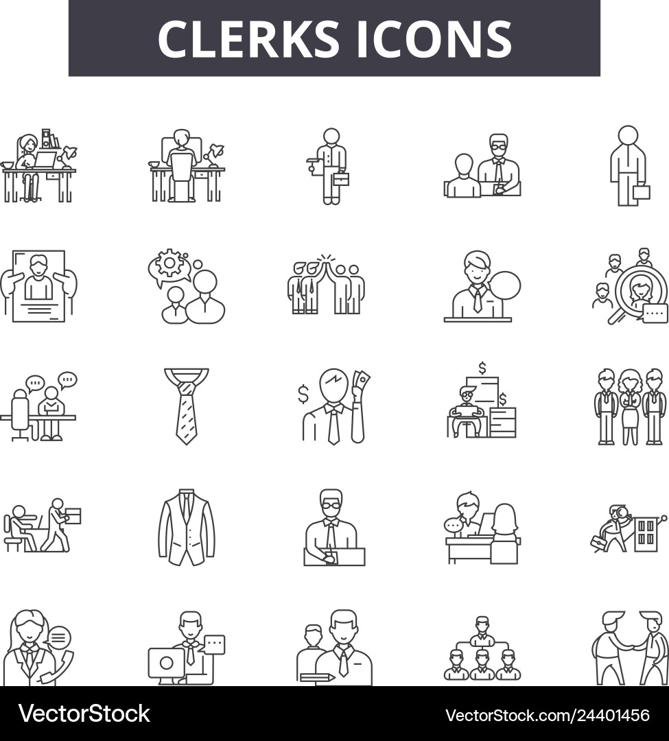 Clerks line icons for web and mobile design Vector Image