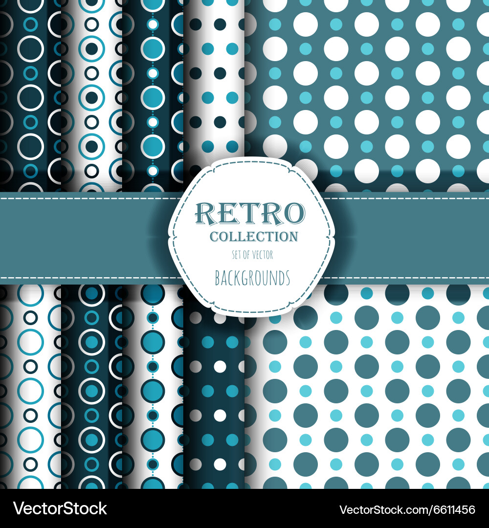 Collection of seamless patterns with polka dot Vector Image
