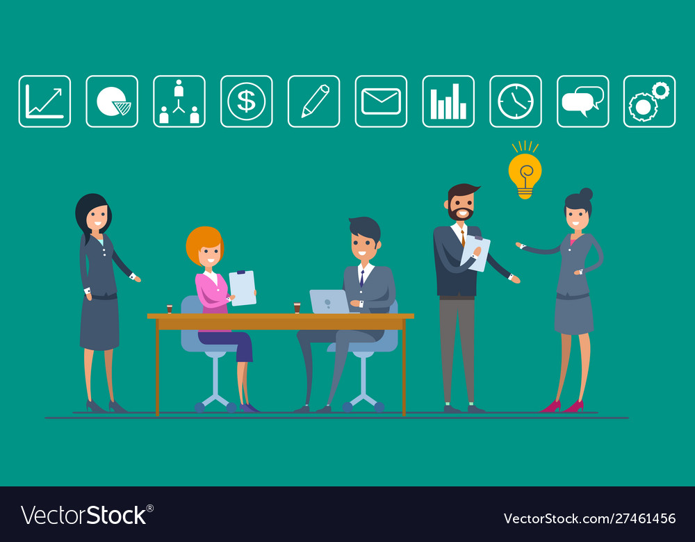 Concept coworking center business meeting Vector Image Concept coworking center business meeting Vector Image